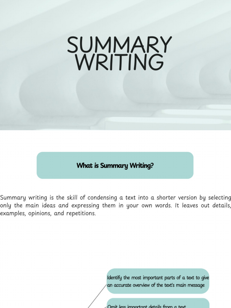 Summary Writing | PDF