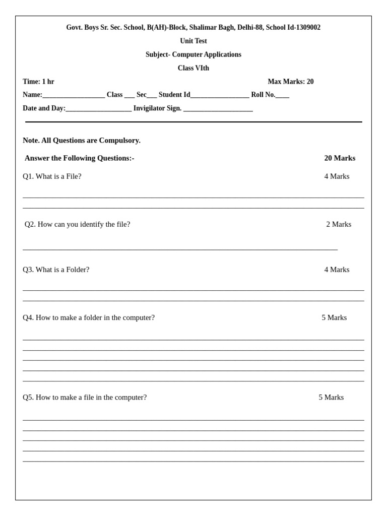 Question Paper C.A 2023-2024 6TH | PDF | Computer Science | Application ...