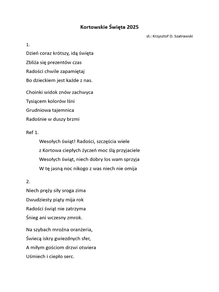 Kortowskie Swieta 2025 TEKST | PDF