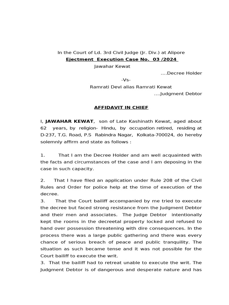 Affidavit in - Chief - Kewat T Ex 3 of 2024 | PDF
