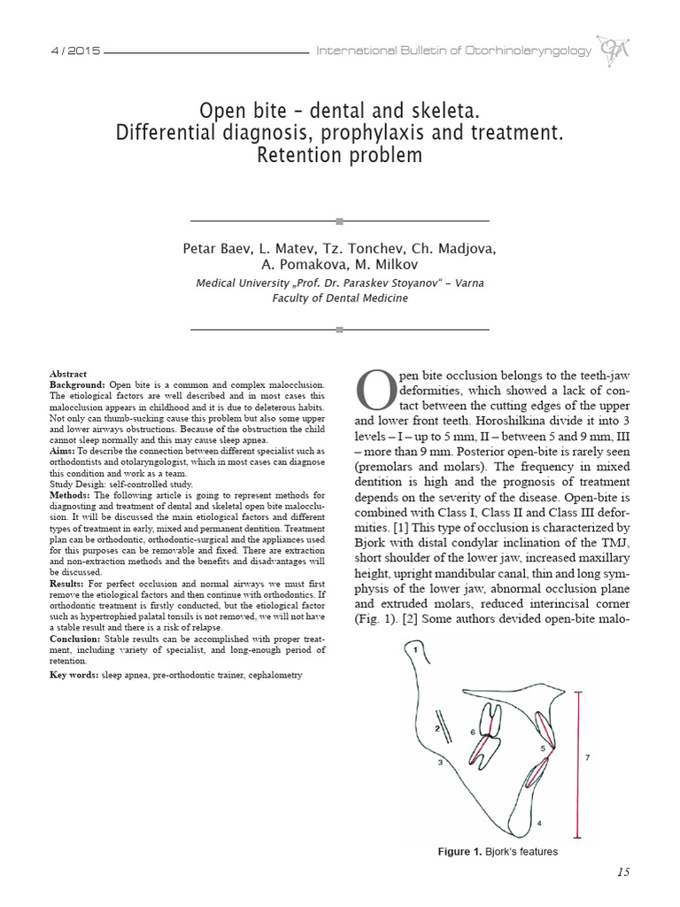 Open Bite Malocclusion: Diagnosis & Treatment | PDF | Orthodontics ...