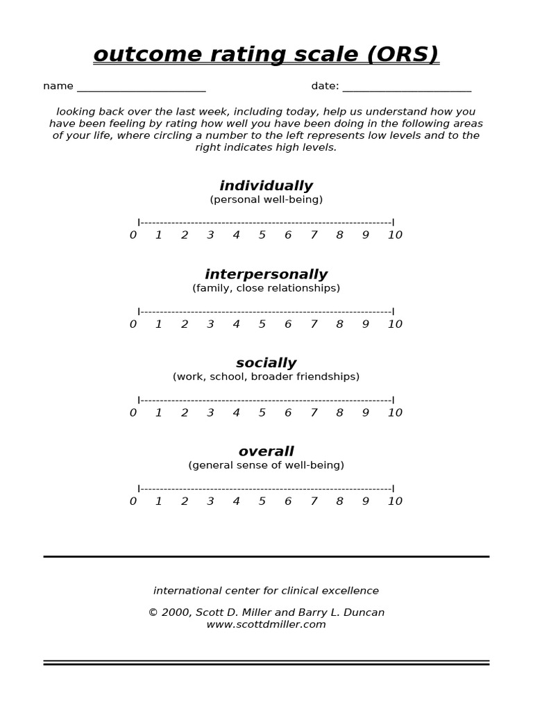 Outcome and Session Rating Scales | PDF | Psychology | Behavioural Sciences