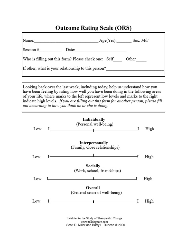 Outcome Rating Scale for Well-Being | PDF