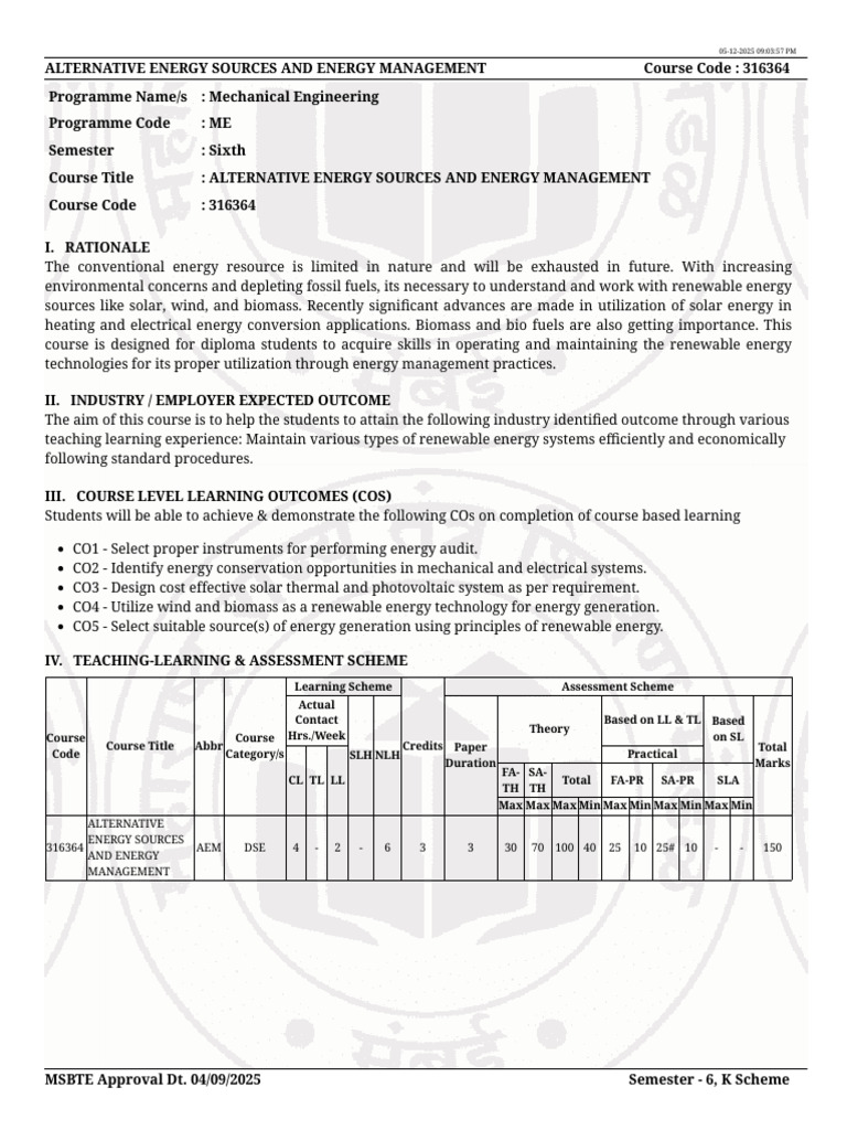 Renewable Energy Management Course Guide | PDF | Photovoltaic System ...