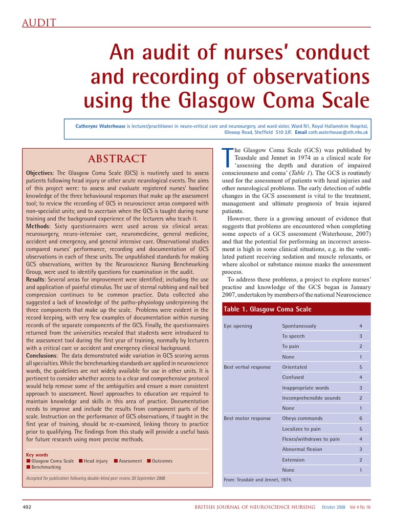 An Audit of Nurses' Conduct and Recording of Observations Using The ...