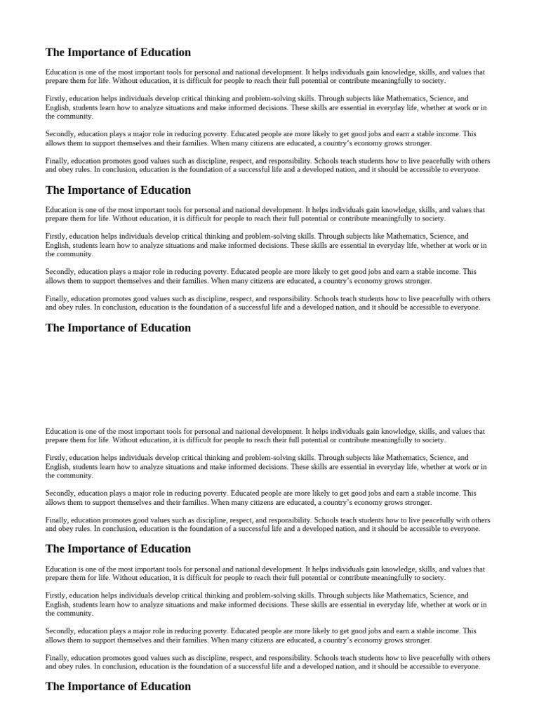 The Importance of Education | PDF | Critical Thinking | Knowledge