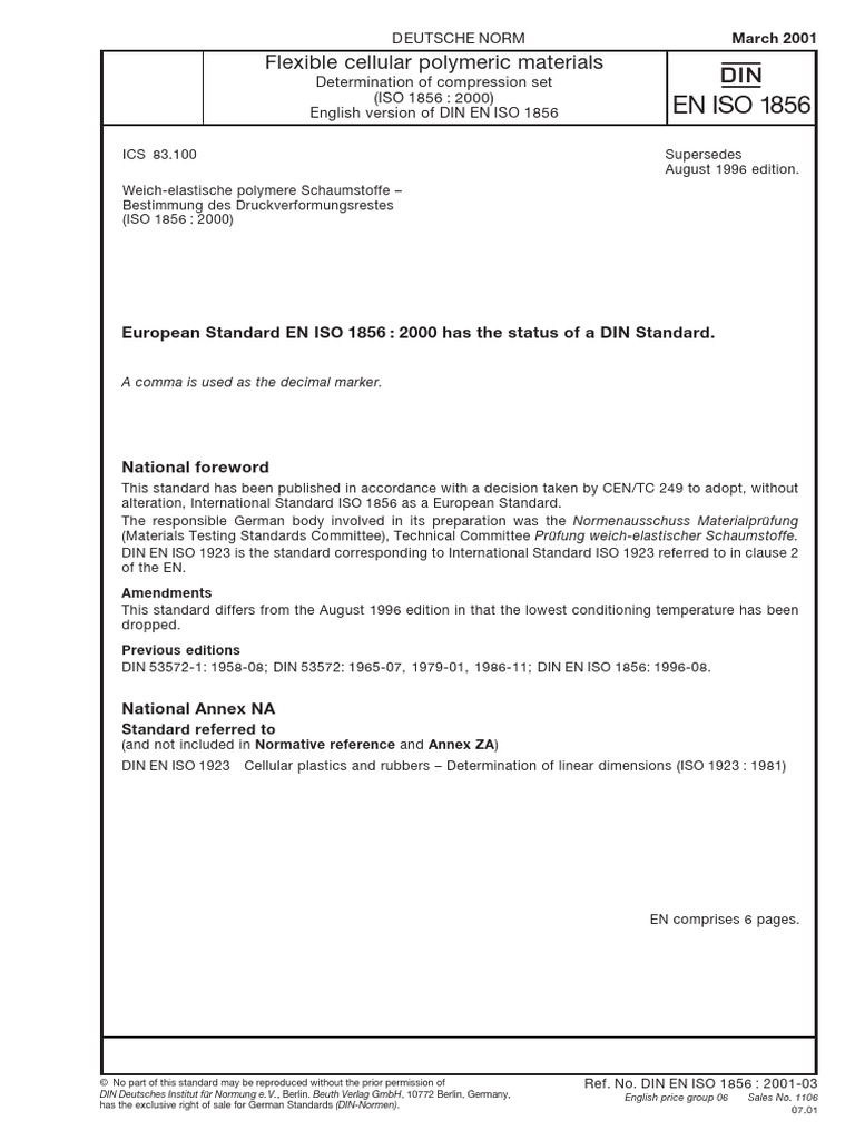 DIN EN ISO 1856 EN | PDF | International Organization For Standardization