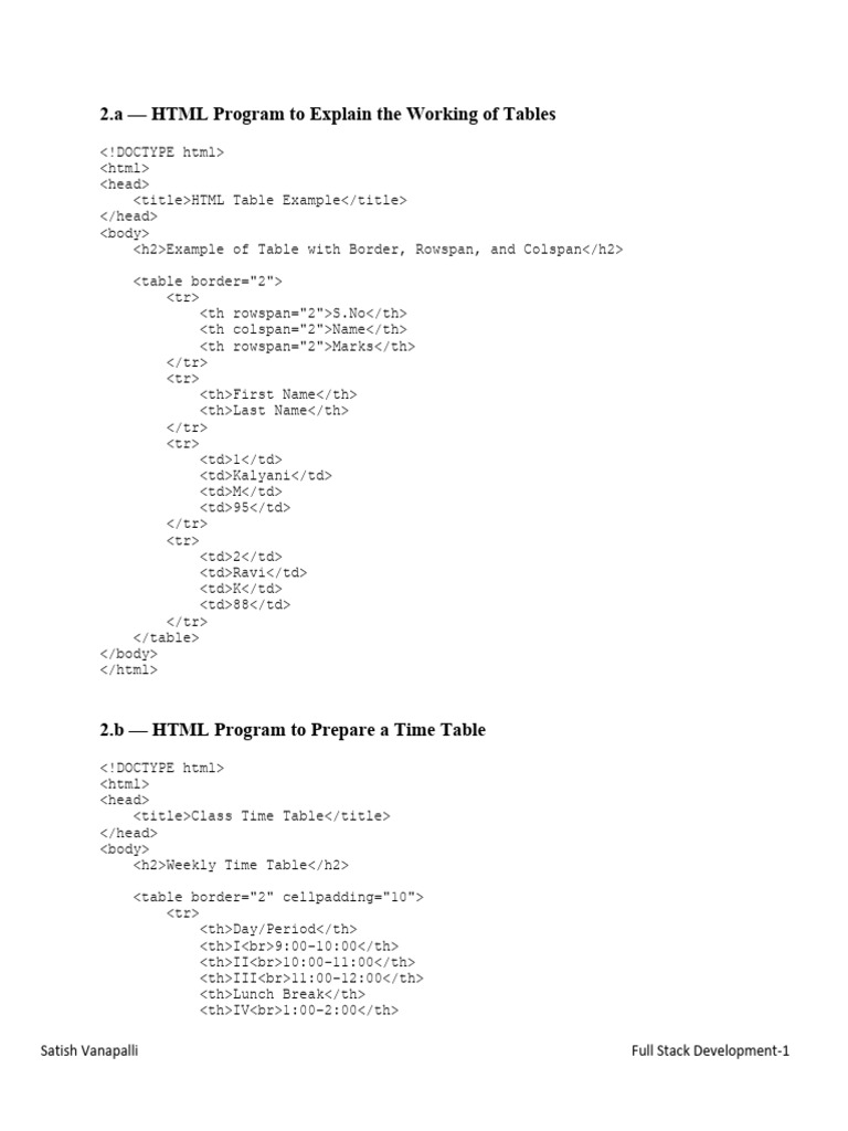 HTML Table and Form Examples | PDF | Html | Hypertext