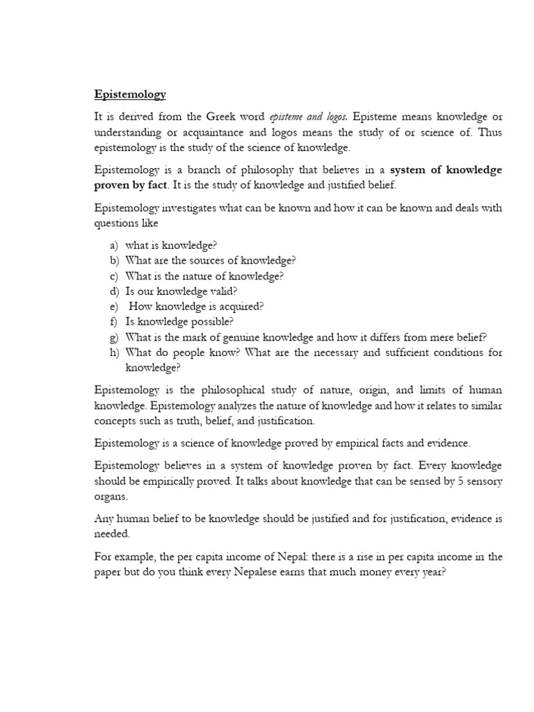 Epistemology | PDF | Epistemology | Knowledge