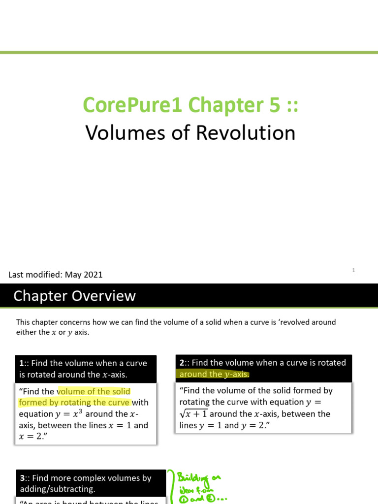Volumes of Revolution Explained | PDF | Rotation | Subtraction
