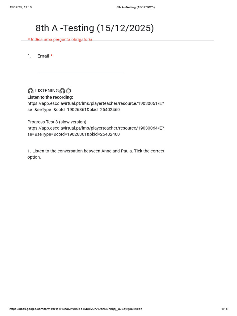 8th Grade English Listening & Reading Test | PDF