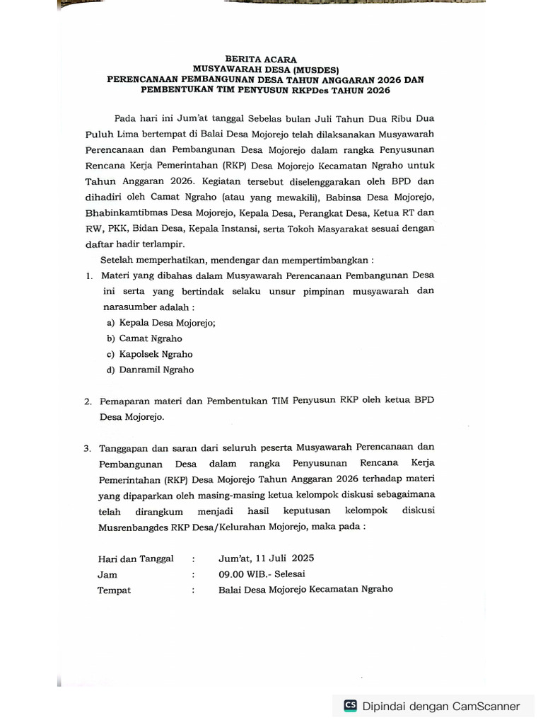 Musdes Penyusunan RKP 2026 | PDF