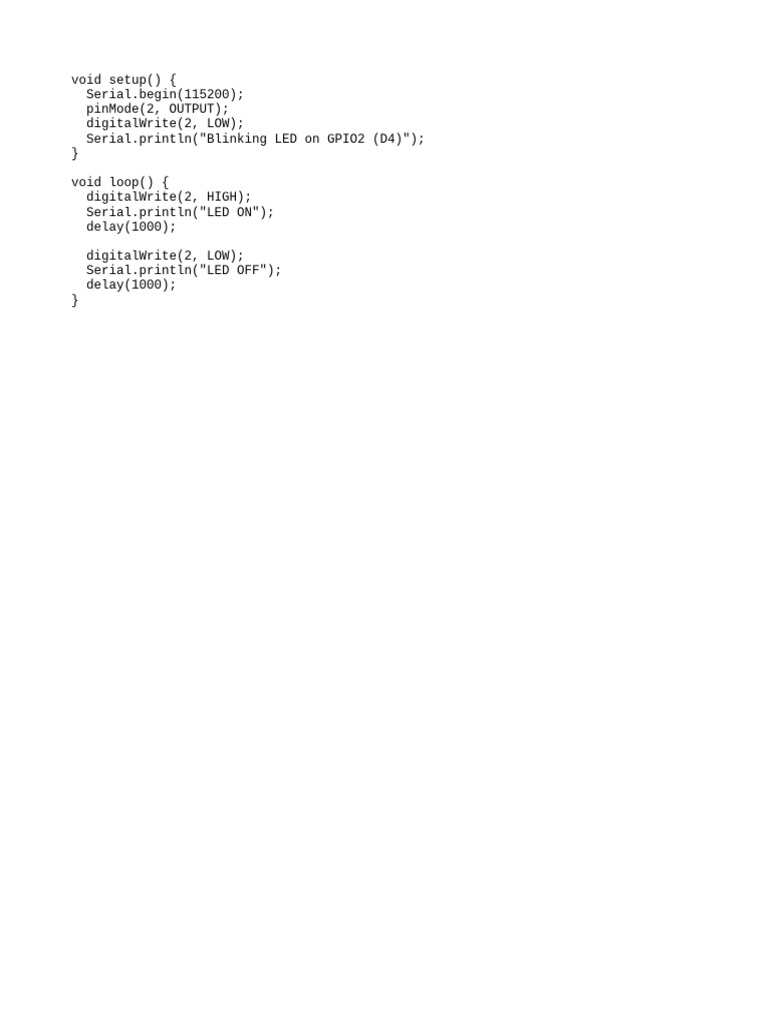 Arduino LED Blinking Code Example | PDF