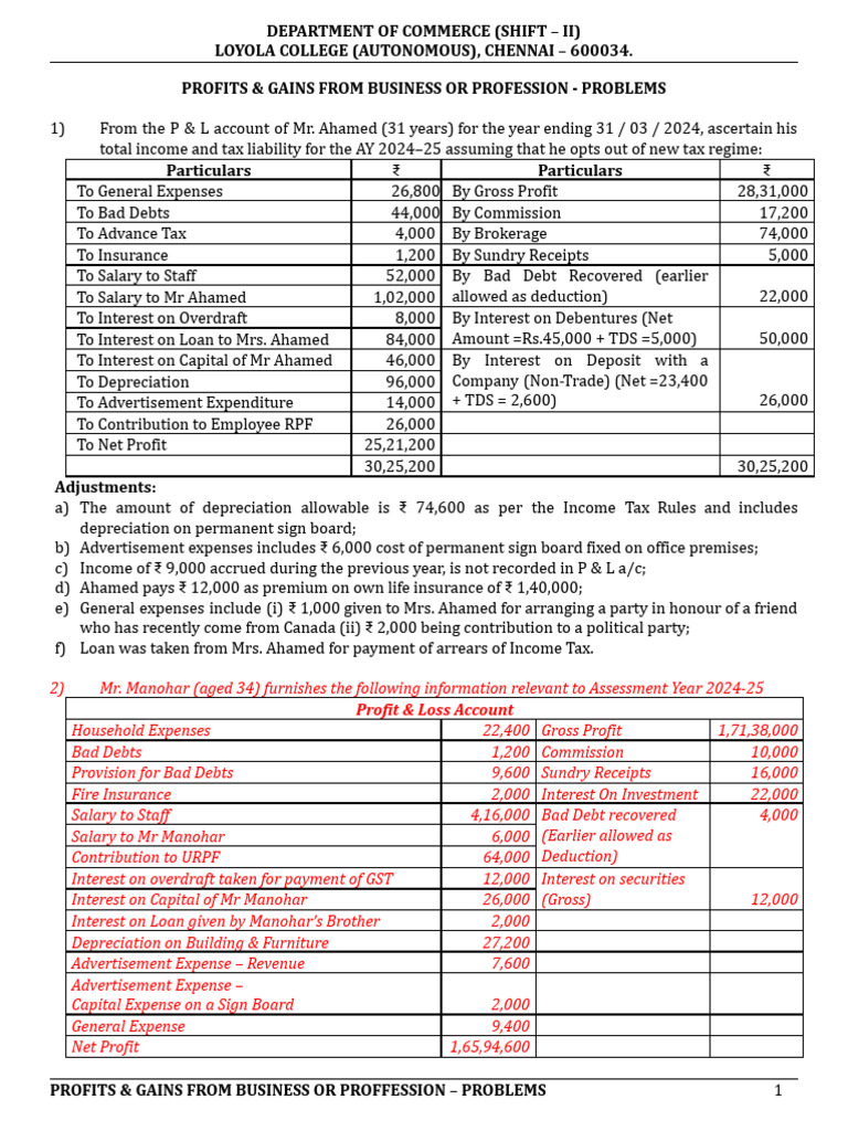Business Income Tax Calculation Problems | PDF | Expense | Depreciation