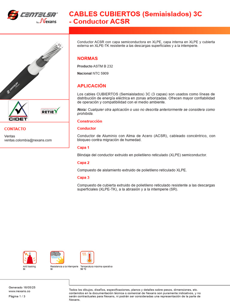 Nexans - CABLES-CUBIERTOS-Semiaislados | PDF | Conductor electrico ...