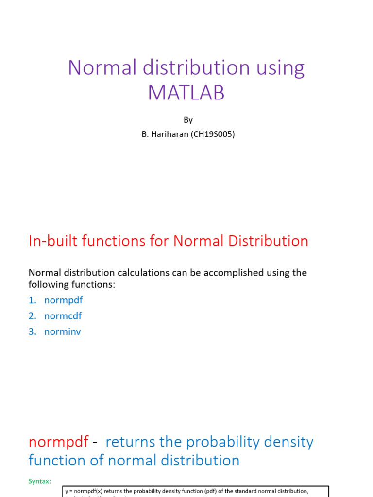 Norml Distribution Using MATLAB _Hariharan ...