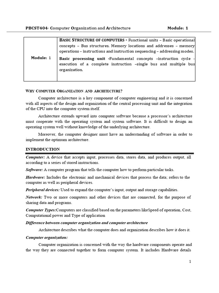 Coa Module - 1 | PDF | Computer Data Storage | Central Processing Unit