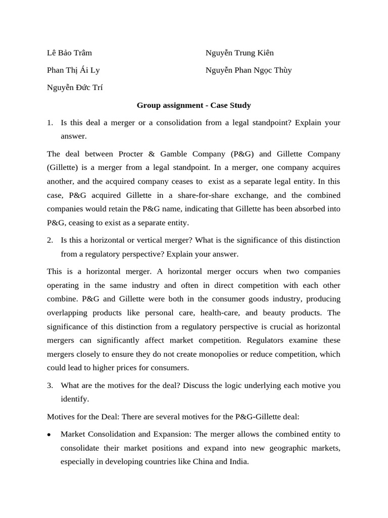 CASE STUDY | PDF | Mergers And Acquisitions | Share Repurchase