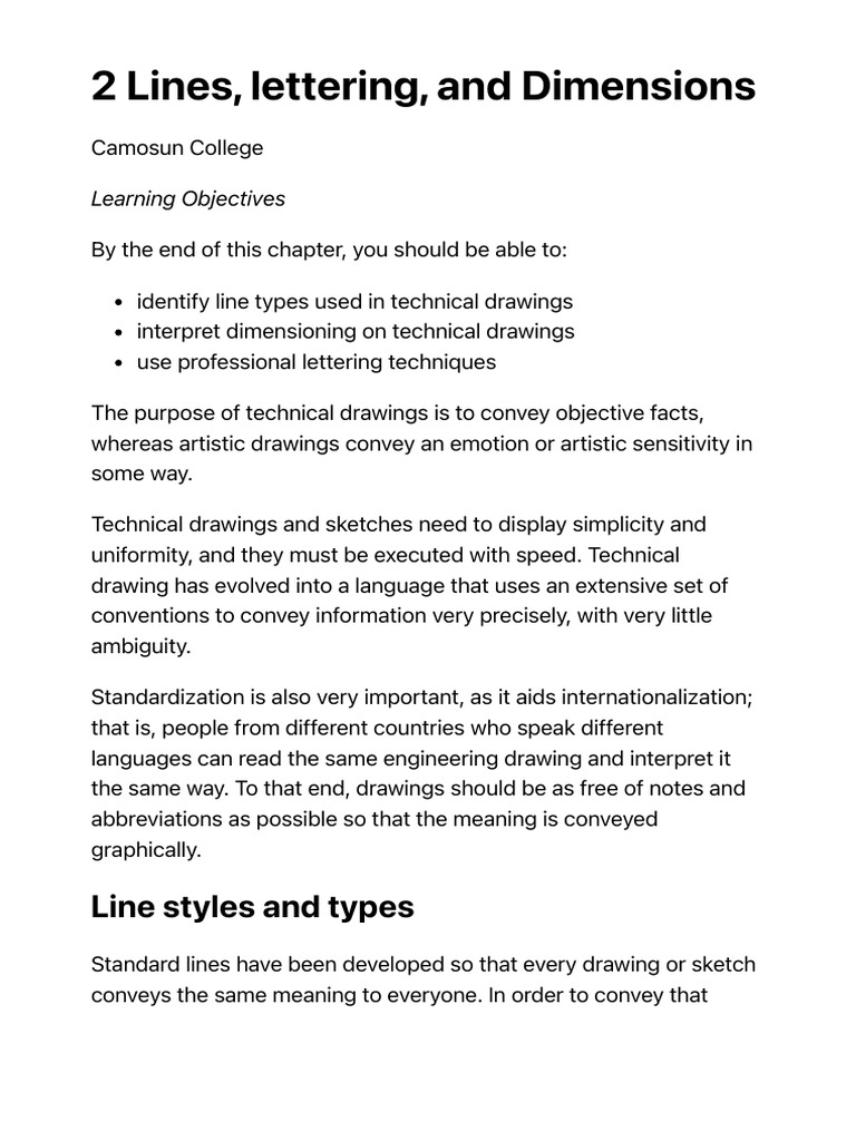 Lines, Lettering, and Dimensions - Technically Drawn | PDF | Technical ...