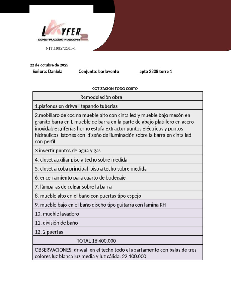 Documento de Layfer Construcción Y Decorados | PDF