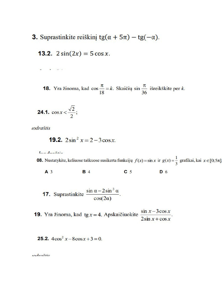 Trigonometrija egzaminuose | PDF