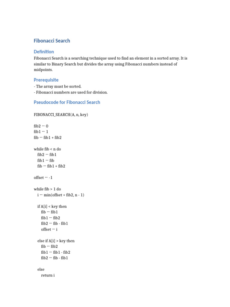 Fibonacci Search | PDF