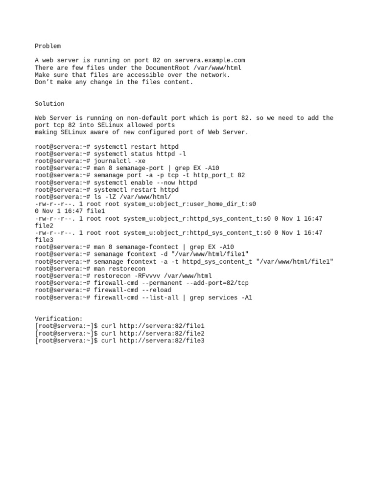 Configure SELinux for HTTP on Port 82 | PDF