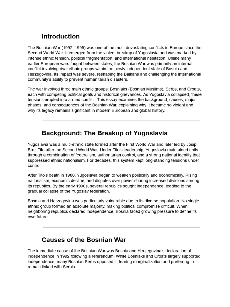 The Bosnian War (1992–1995)_ Causes, Course, And Consequences | PDF ...
