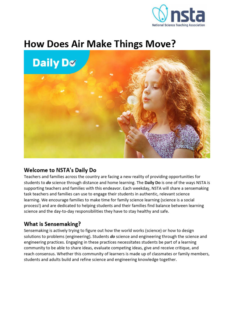 How Does Air Make Things Move (Printable PDF)_0 | PDF | Science | Learning