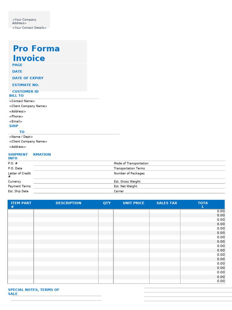 6698af85a657f478ab6bae92 Proforma Invoice Template Word | PDF | Pro ...