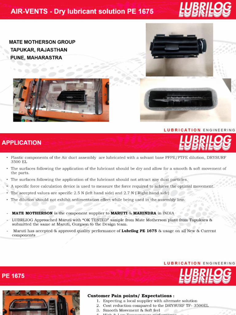Air-ducts Dry Lubricant Solution PE 1675.PDF - Lubrilog | PDF