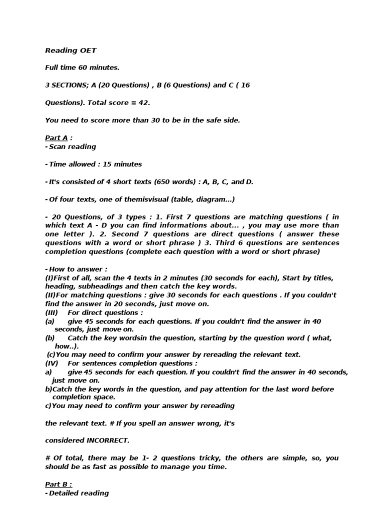 Reading OET | PDF | Multiple Choice | Human Communication