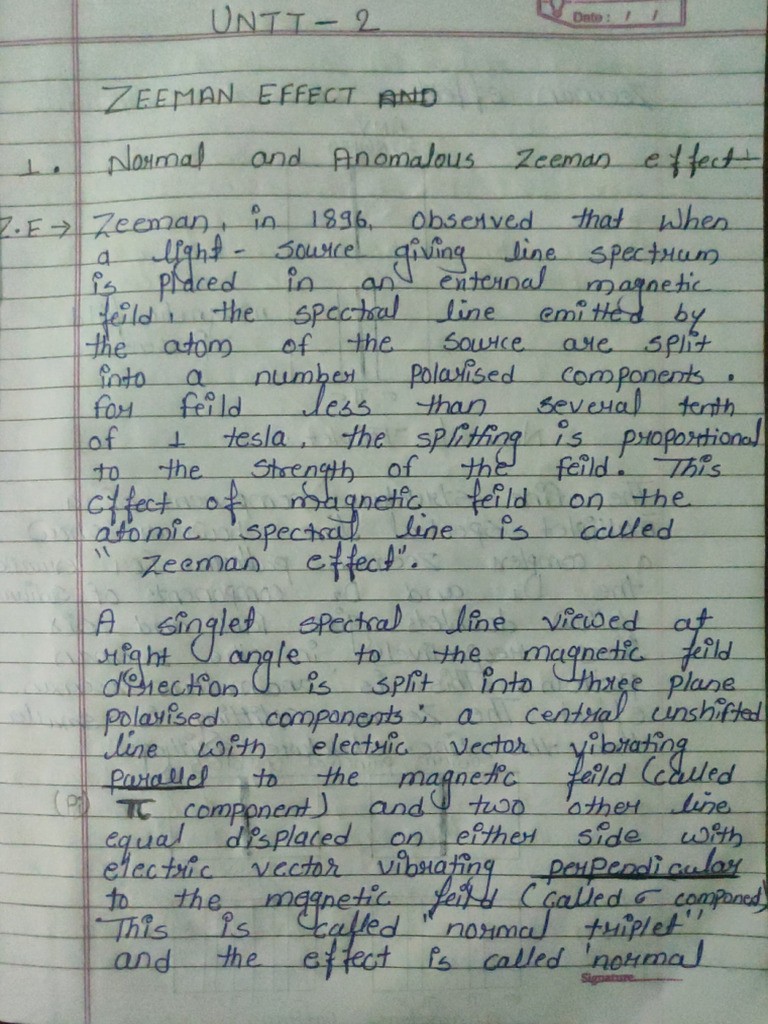 Atomic & Molecular Physics Unit 2 by Saurav Jaiswal | PDF