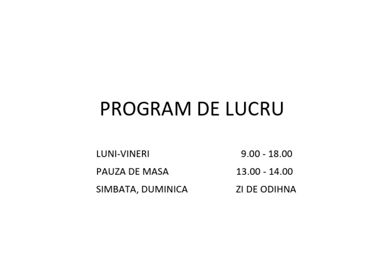 Program de Lucru | PDF