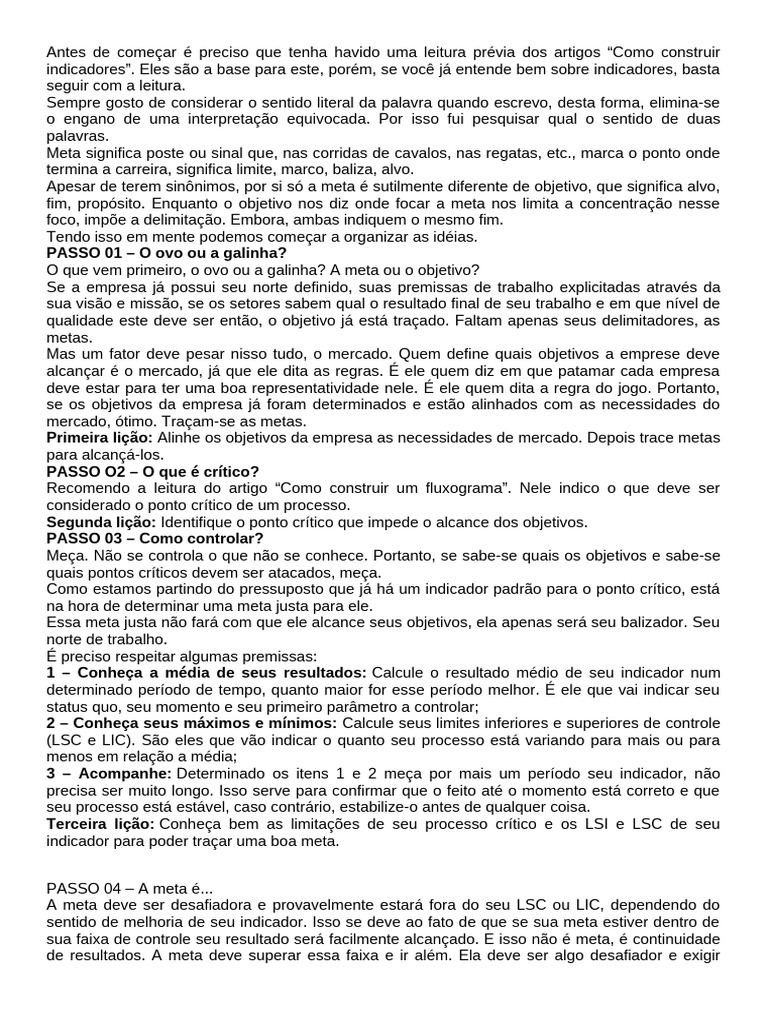 Como traçar metas com base em indicadores | PDF | Mercado (economia ...