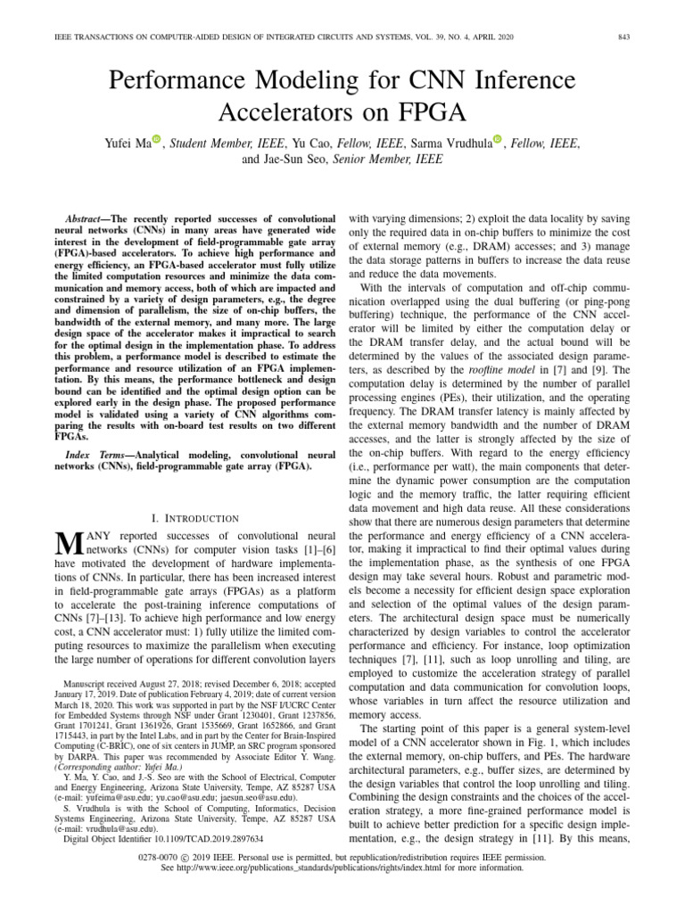 Performance Modeling For CNN Inference Accelerators On FPGA | PDF ...