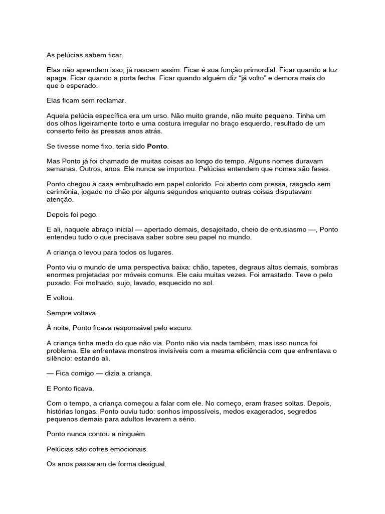 As Pelúcias Que Sabiam Ficar | PDF | Cama | Tempo