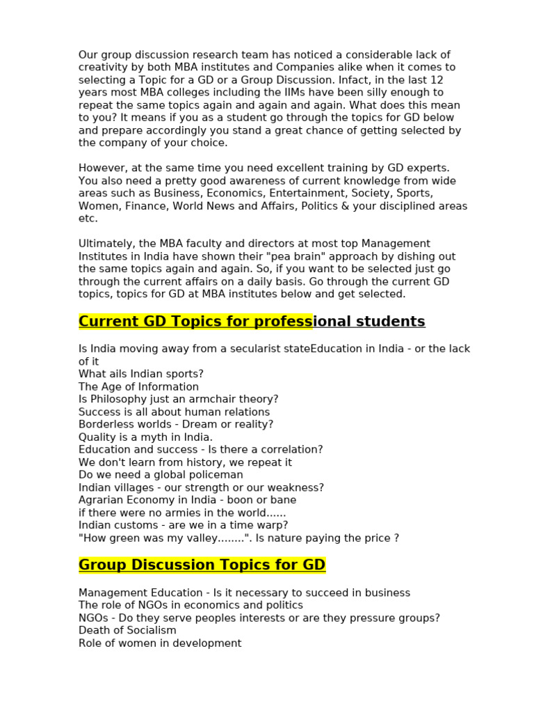 GD Topics Imp | PDF | Marketing | Globalization