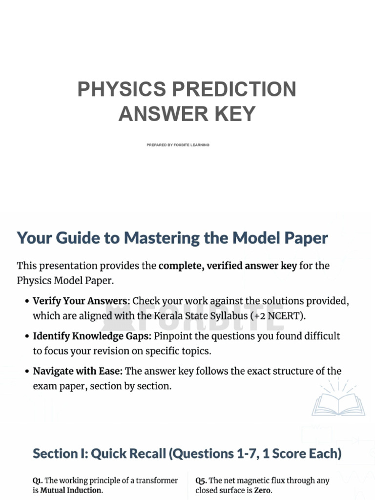 Physics Prediction Answer Key | PDF