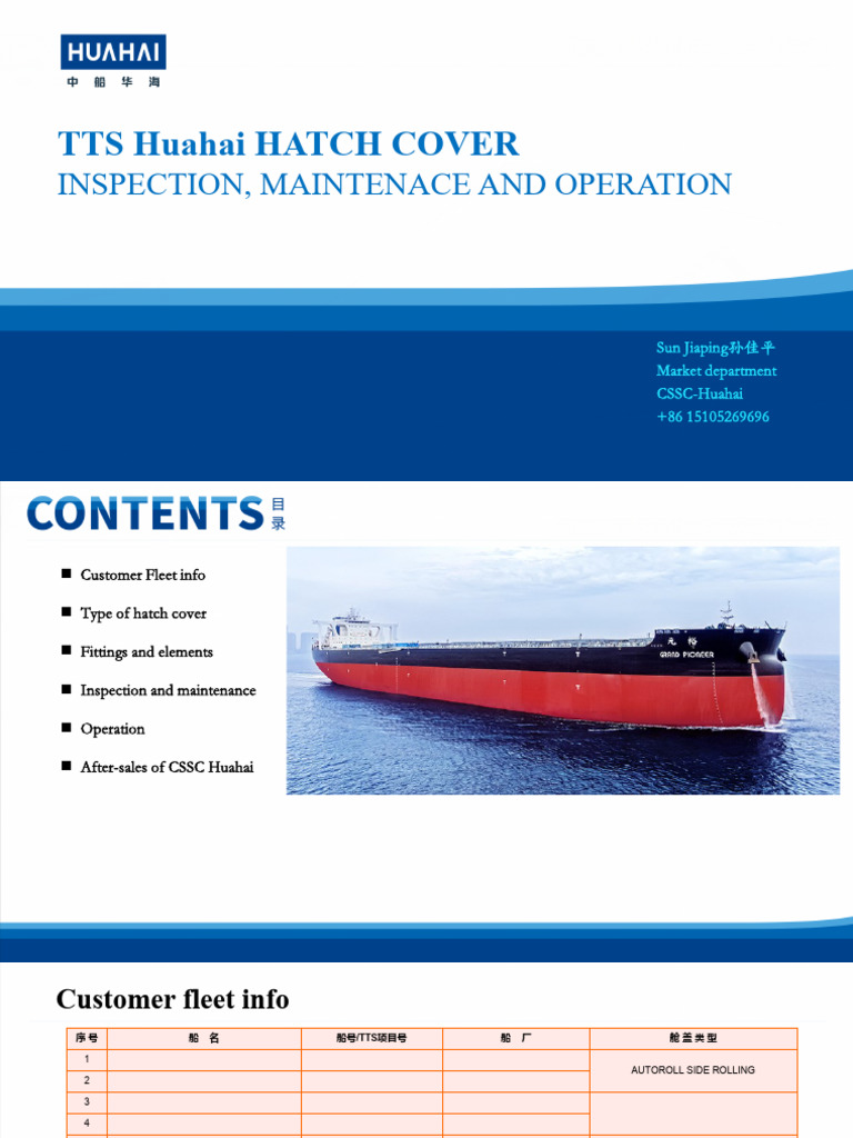 Hatch Cover Inspection & Maintenance Guide | PDF | Valve | Bearing ...