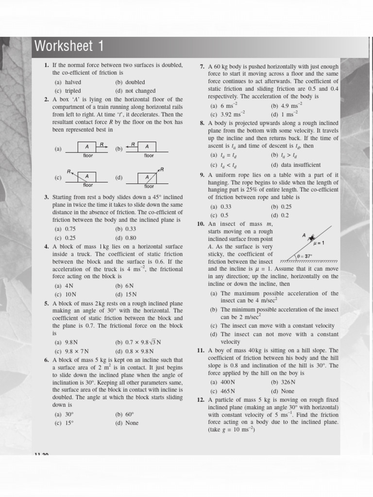 Friction Problems Worksheet | PDF | Friction | Physics
