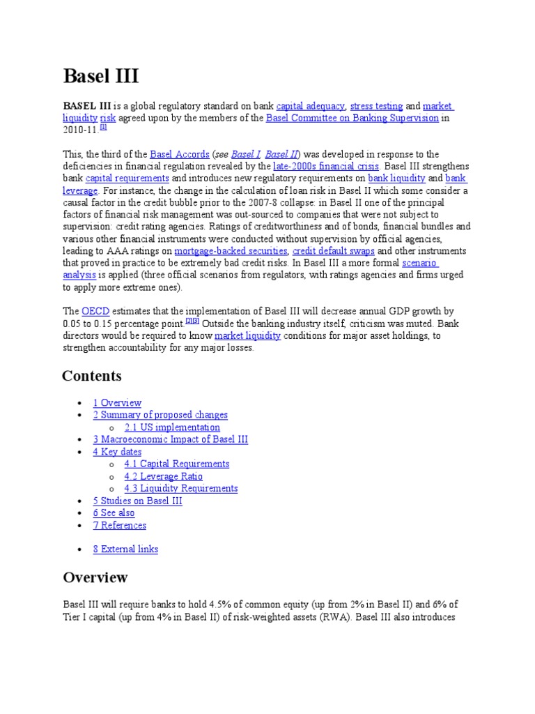 Basel III | PDF | Basel Iii | Basel Ii