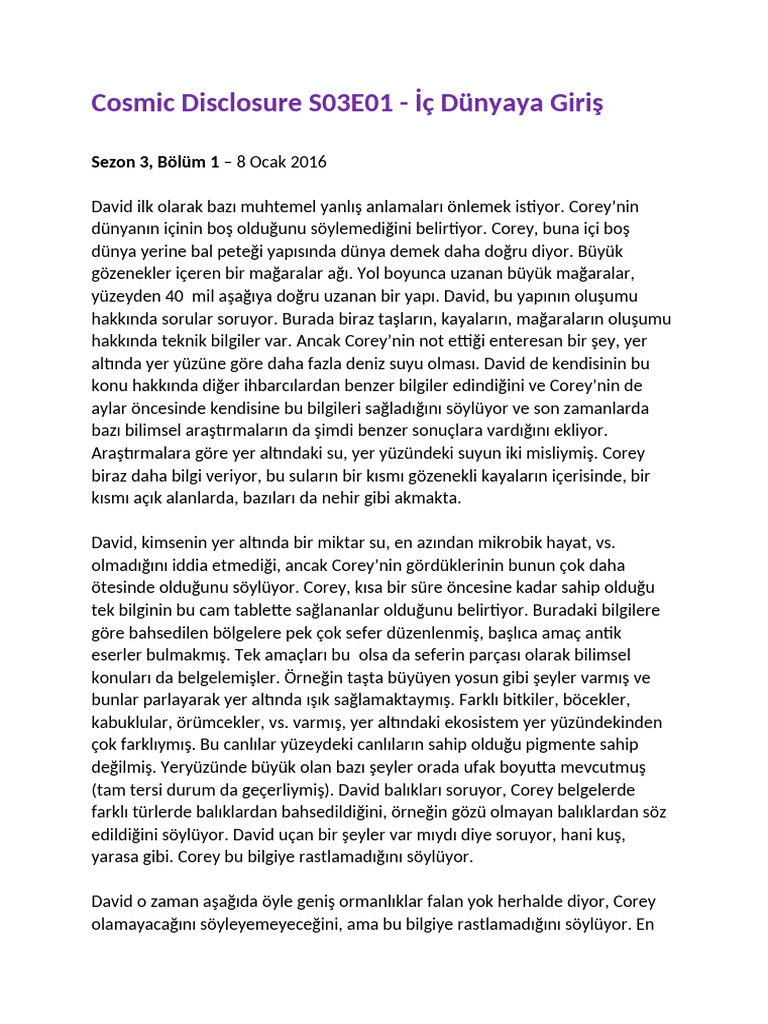 Cosmic Disclosure S03E01 - İç Dünyaya Giriş | PDF