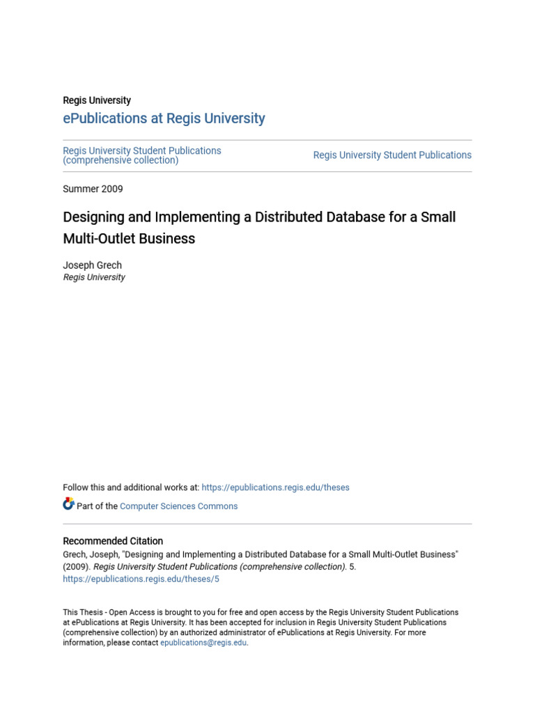 Implementing A Distributed Database | PDF | Databases | Replication ...