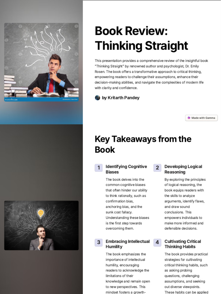 Book Review: Thinking Straight Insights | PDF | Critical Thinking | Thought