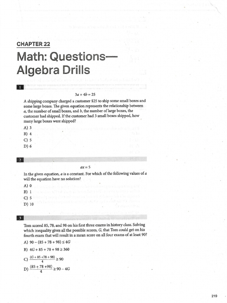Algebra Drills | PDF
