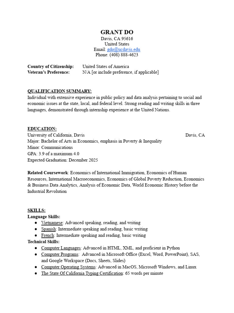 Public Policy Intern Resume Summary | PDF | National Labor Relations ...