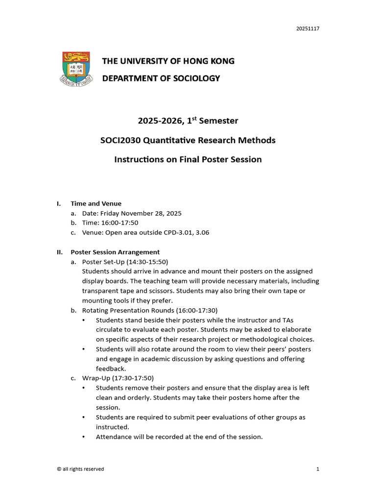 SOCI2030 Poster Session Guidelines | PDF | Methodology | Statistics