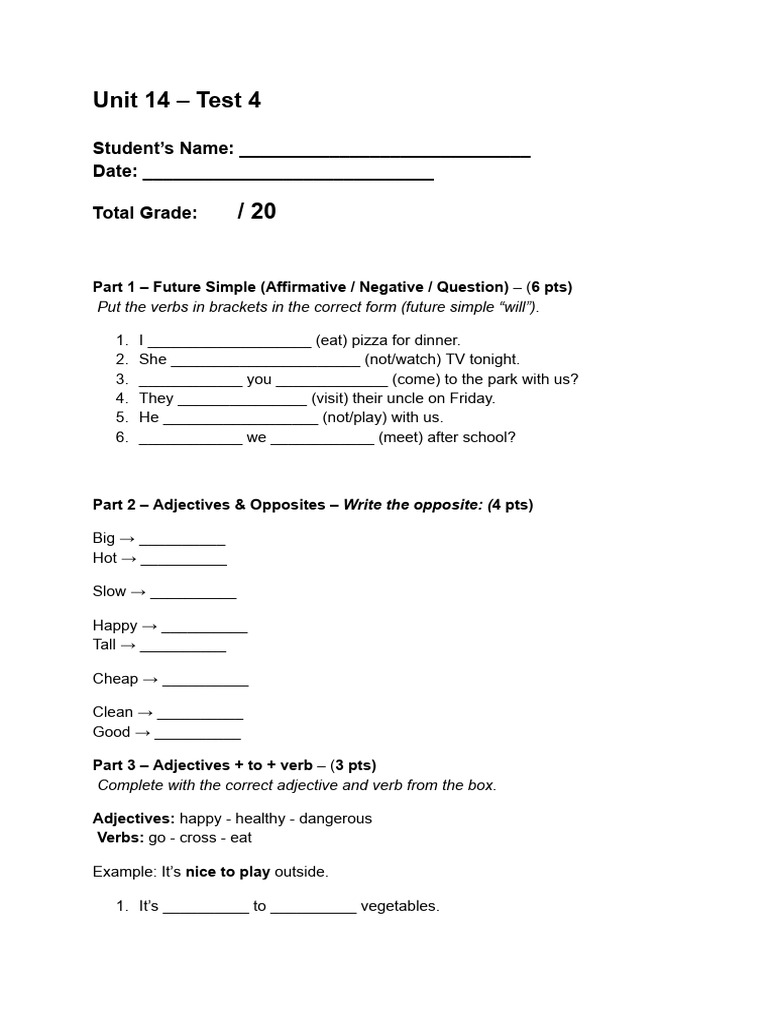 Unit 14 - Test 4 - Google Docs | PDF