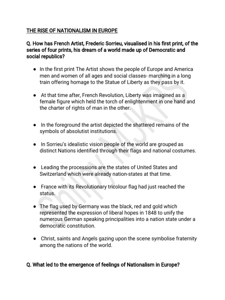 The Rise of Nationalism in Europe Notes | PDF